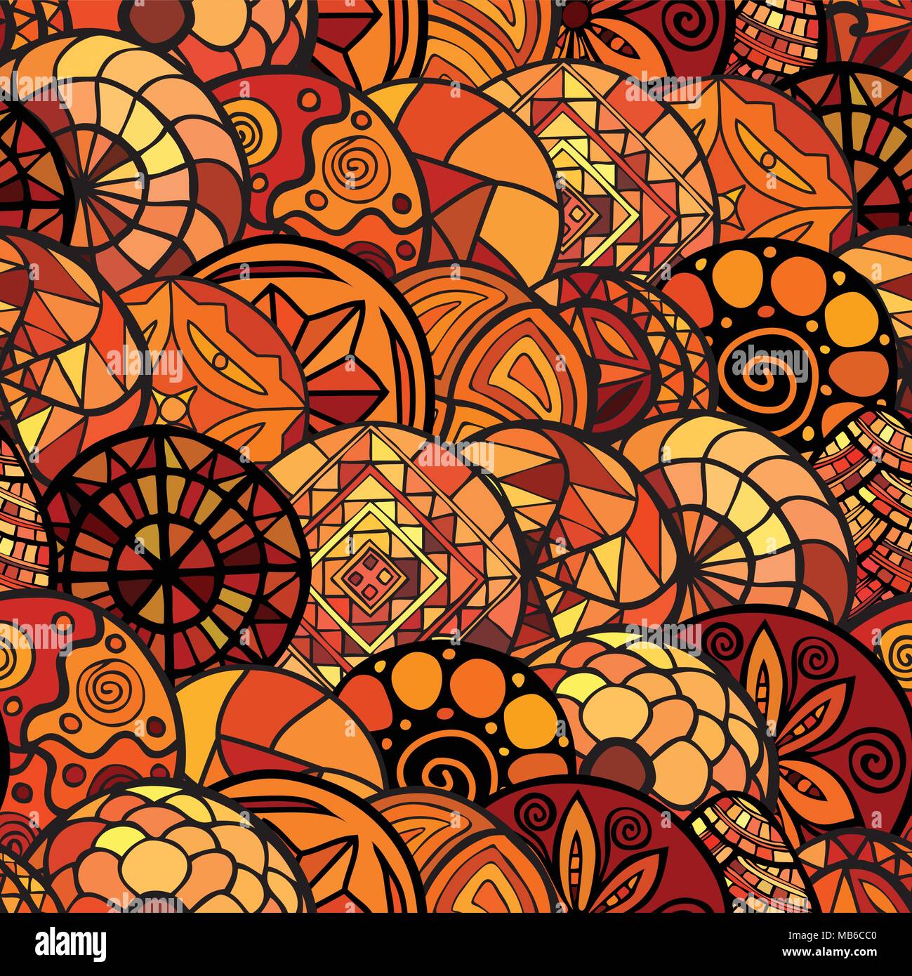 hand drawn vector ethnic seamless pattern in warm colors Stock Vector ...