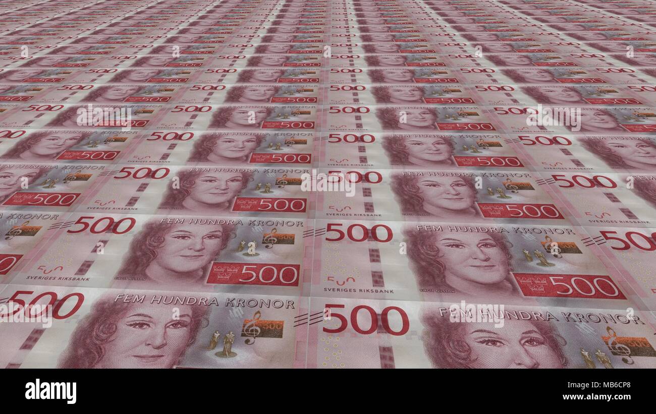 3d rendering of a Swedish 500 Krona note in rows Stock Photo - Alamy