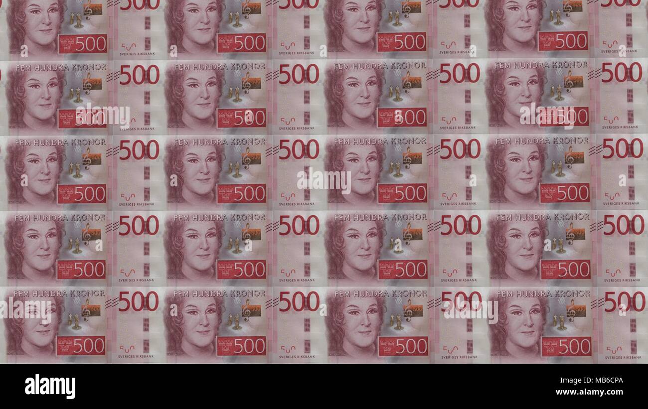 3d rendering of a Swedish 500 Krona note in rows Stock Photo - Alamy