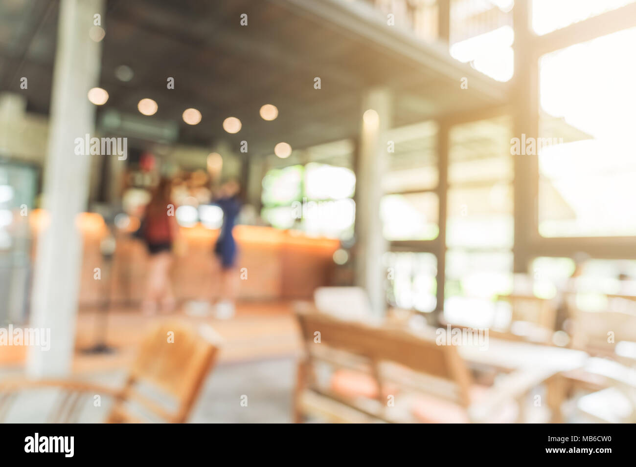 Blurred background : Customer at coffee shop blur background with bokeh ...