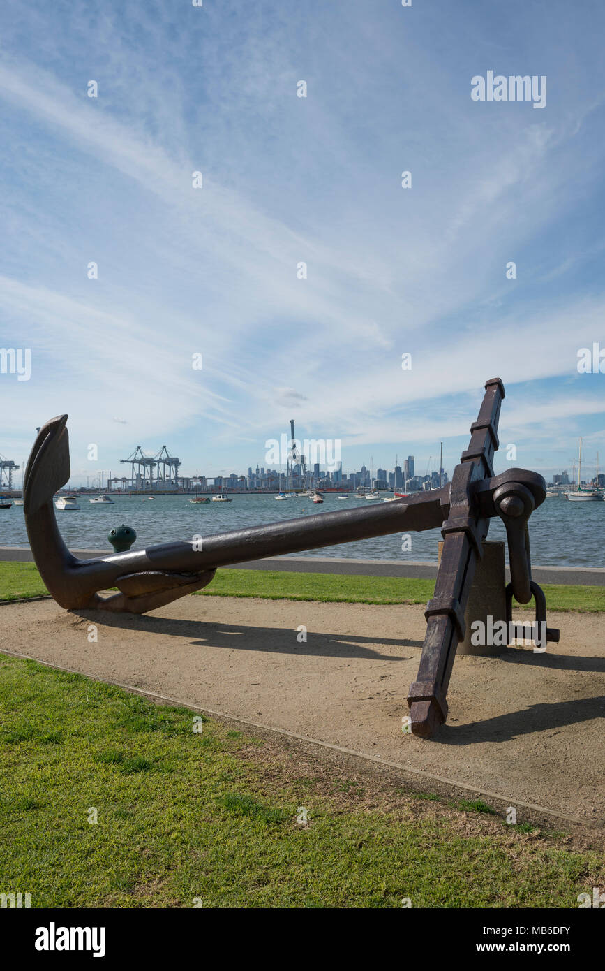An anchor & shackle of H.M.V.S. Nelson Flagship mounted on the ...
