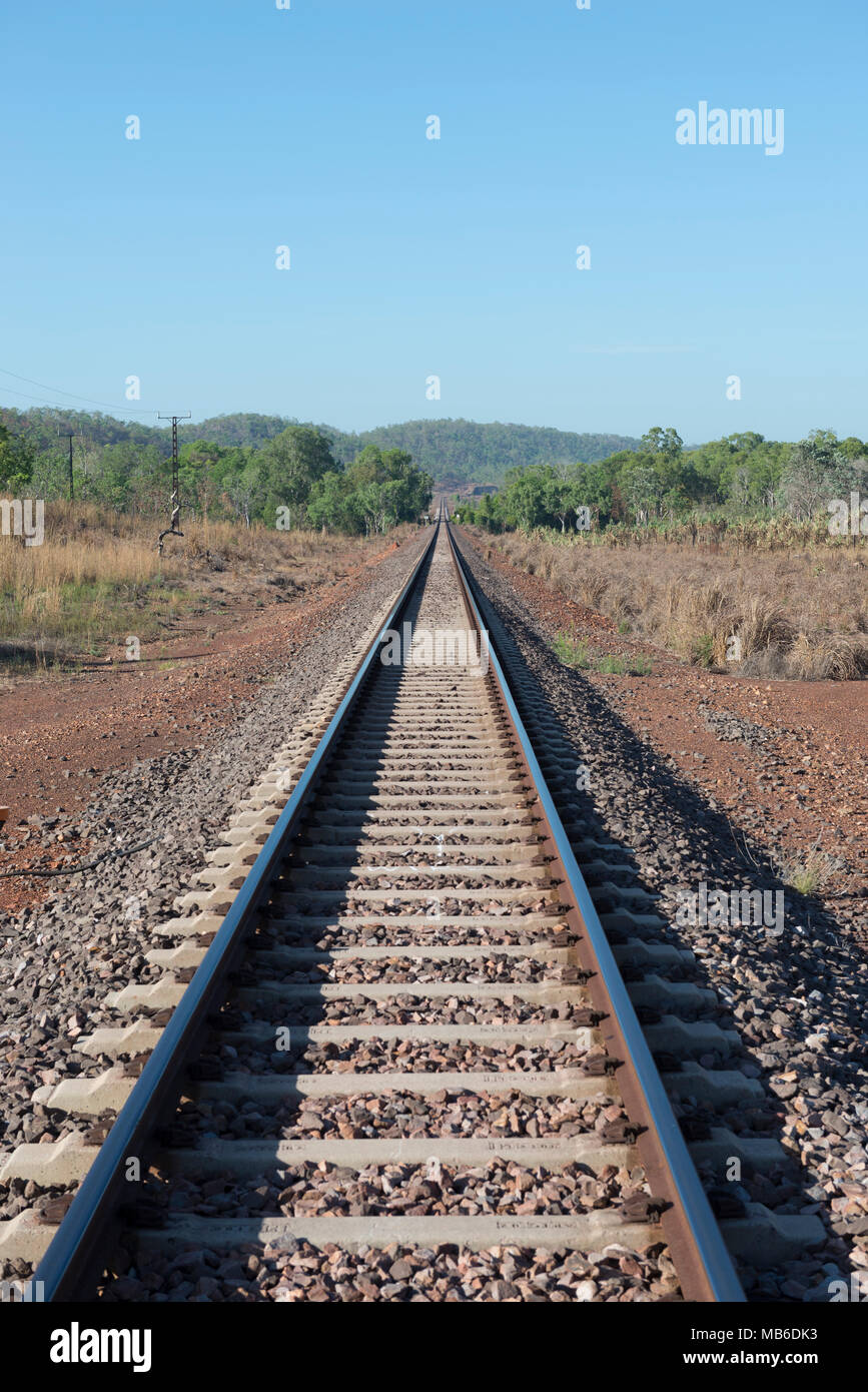 The Ghan Railway Line south of Darwin in the Northern Territory of ...