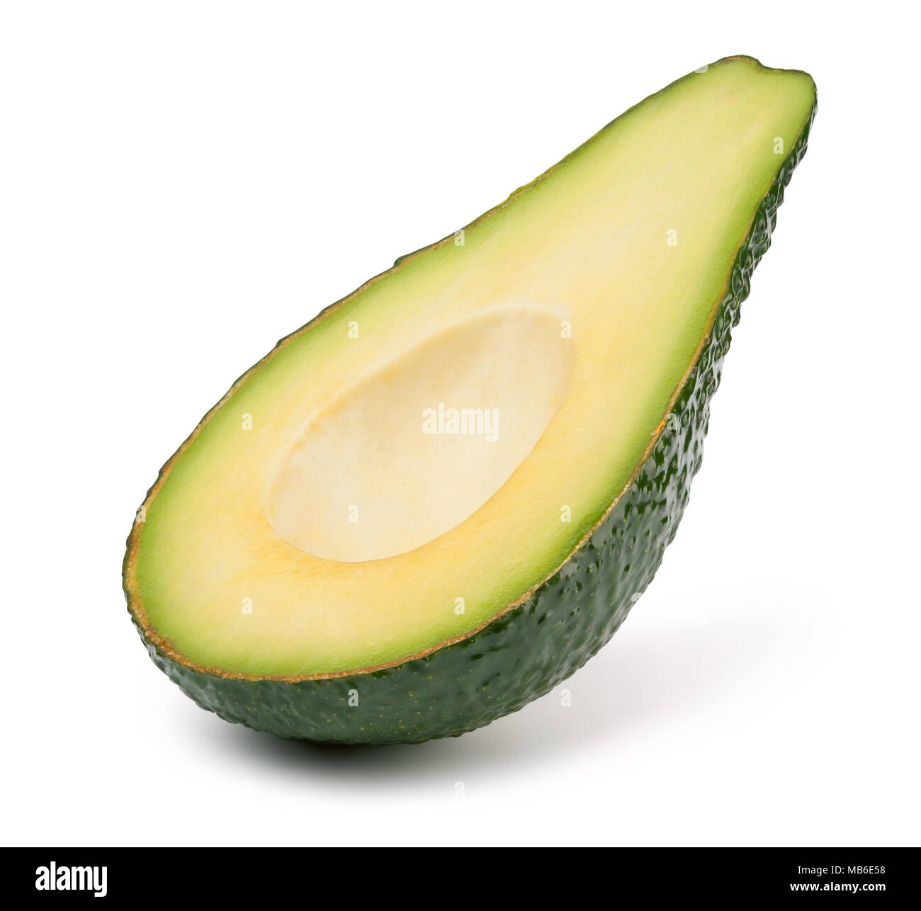 Avocado slice without stone isolated on white, with clipping path Stock ...