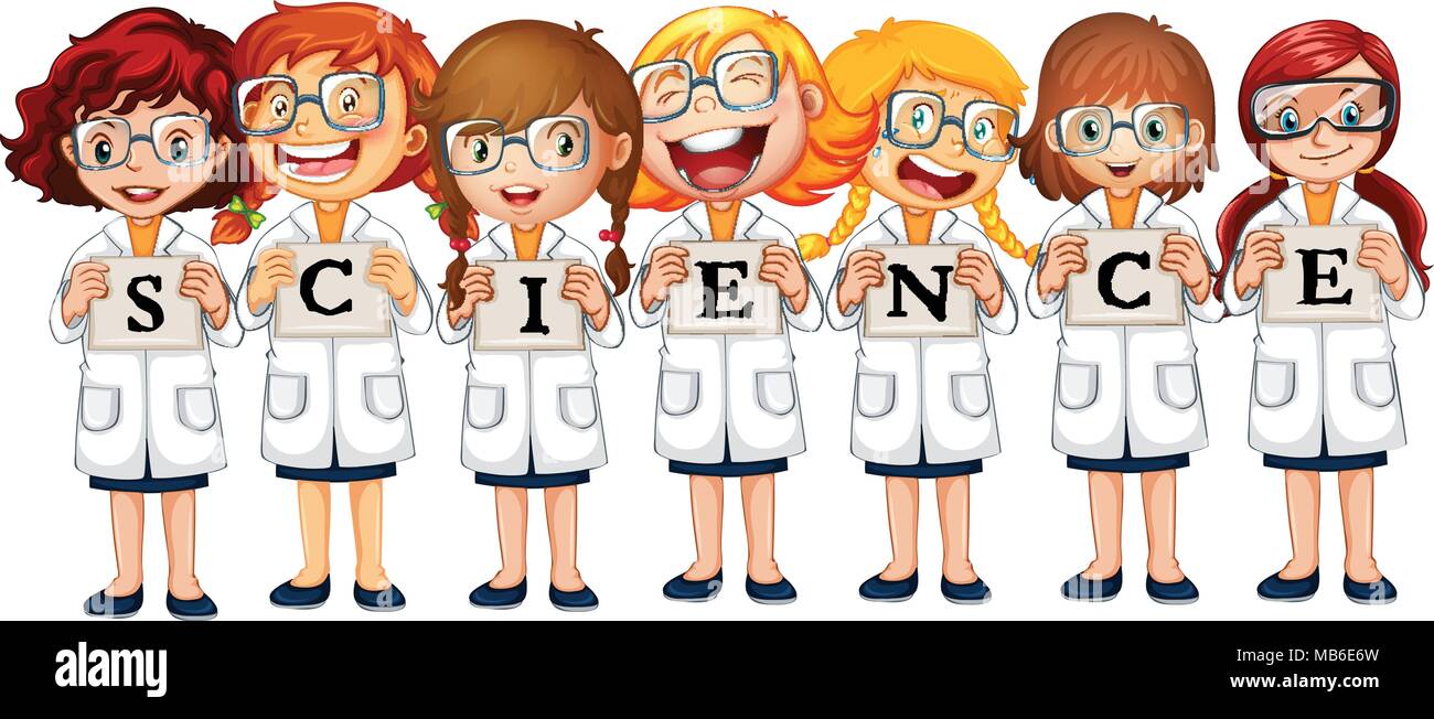 School students lab coats Stock Vector Images - Alamy