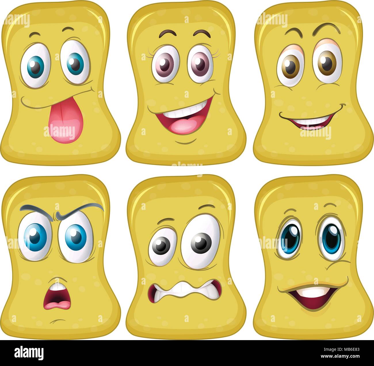 Six different faces on yellow shape illustration Stock Vector Image ...