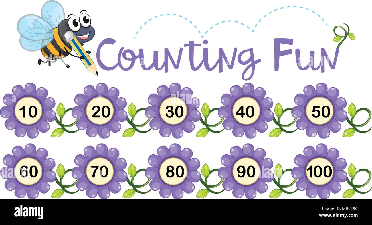 Math poster for counting with bee illustration Stock Vector Image & Art ...