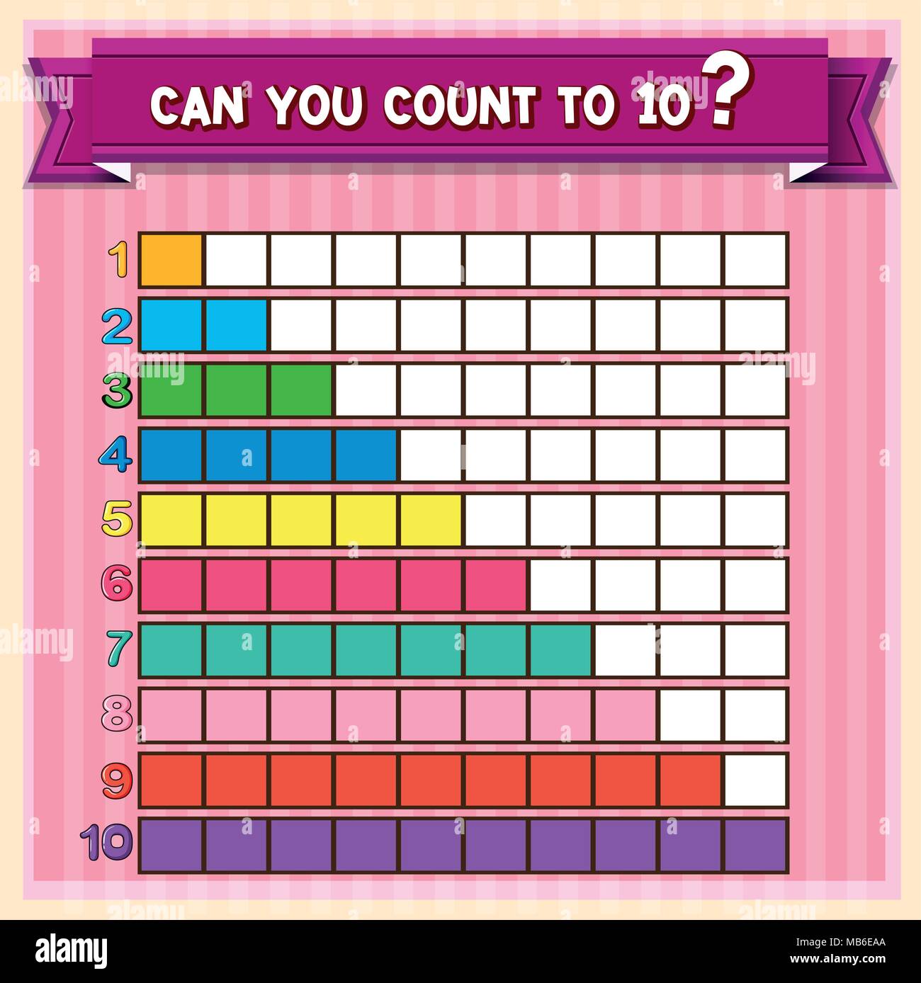 Math worksheet with counting to ten illustration Stock Vector Image ...