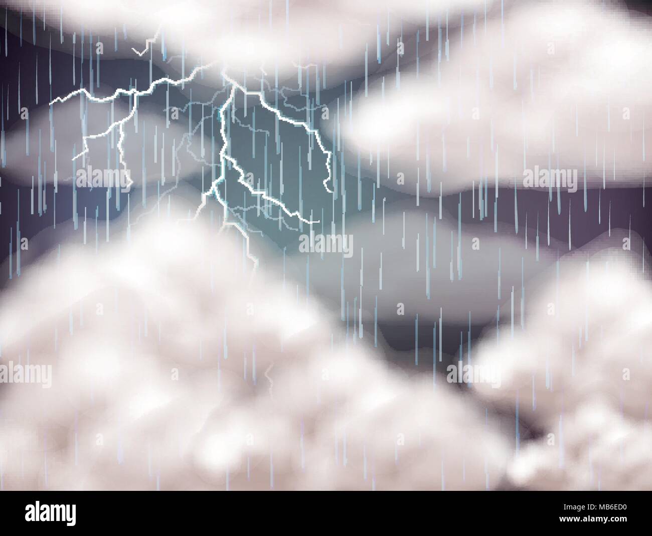 Sky background with lightning and rain illustration Stock Vector Image ...