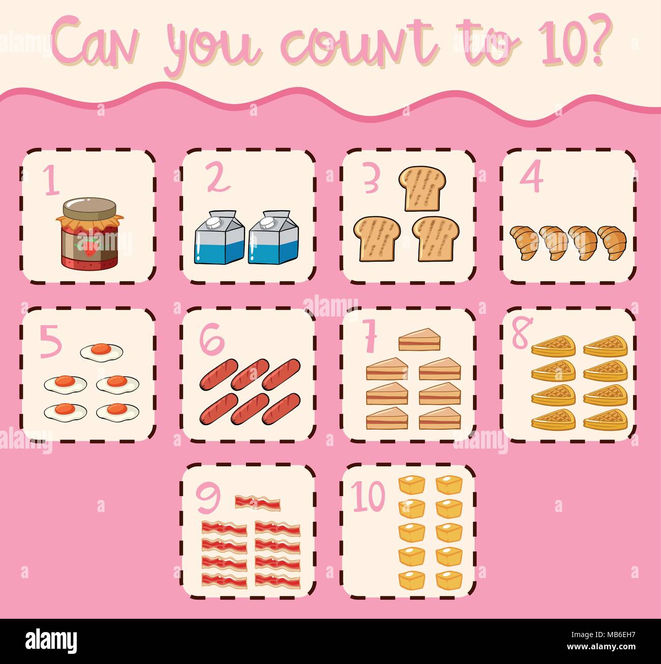Counting to ten with different food illustration Stock Vector Image ...