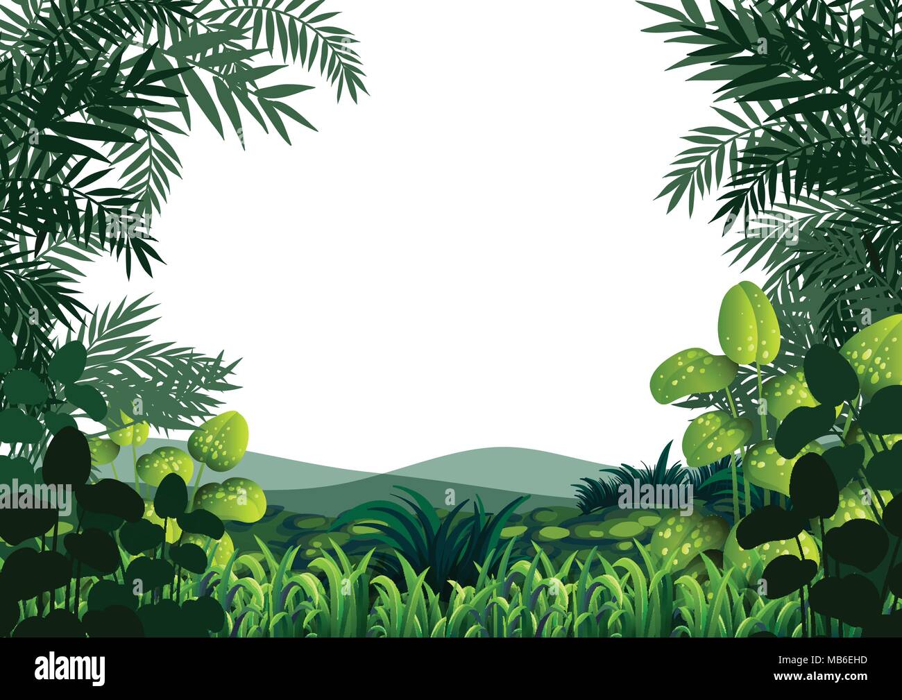 Background frame with hills and grass illustration Stock Vector Image ...