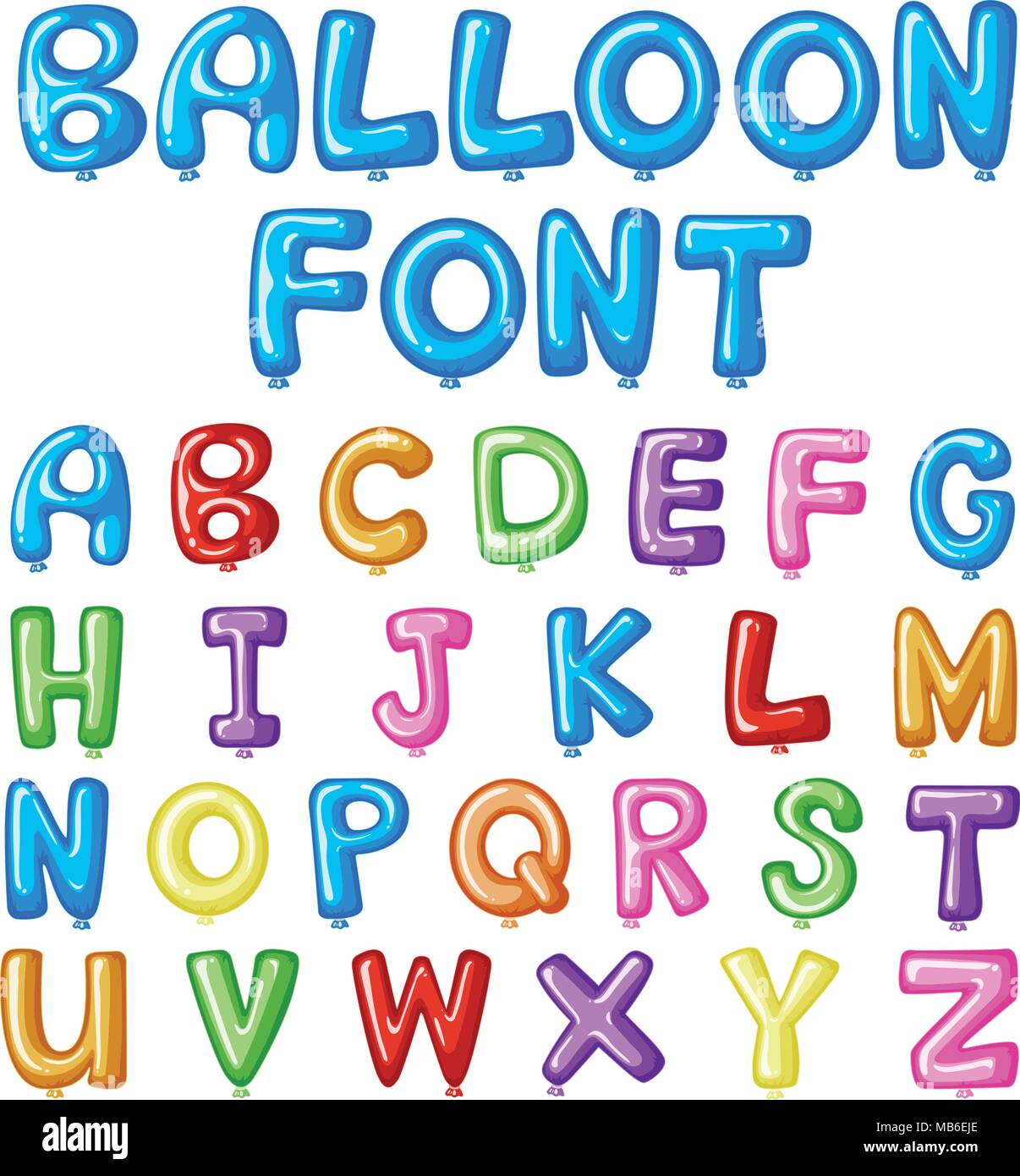 Balloon font design for english alphabets in many colors illustration ...