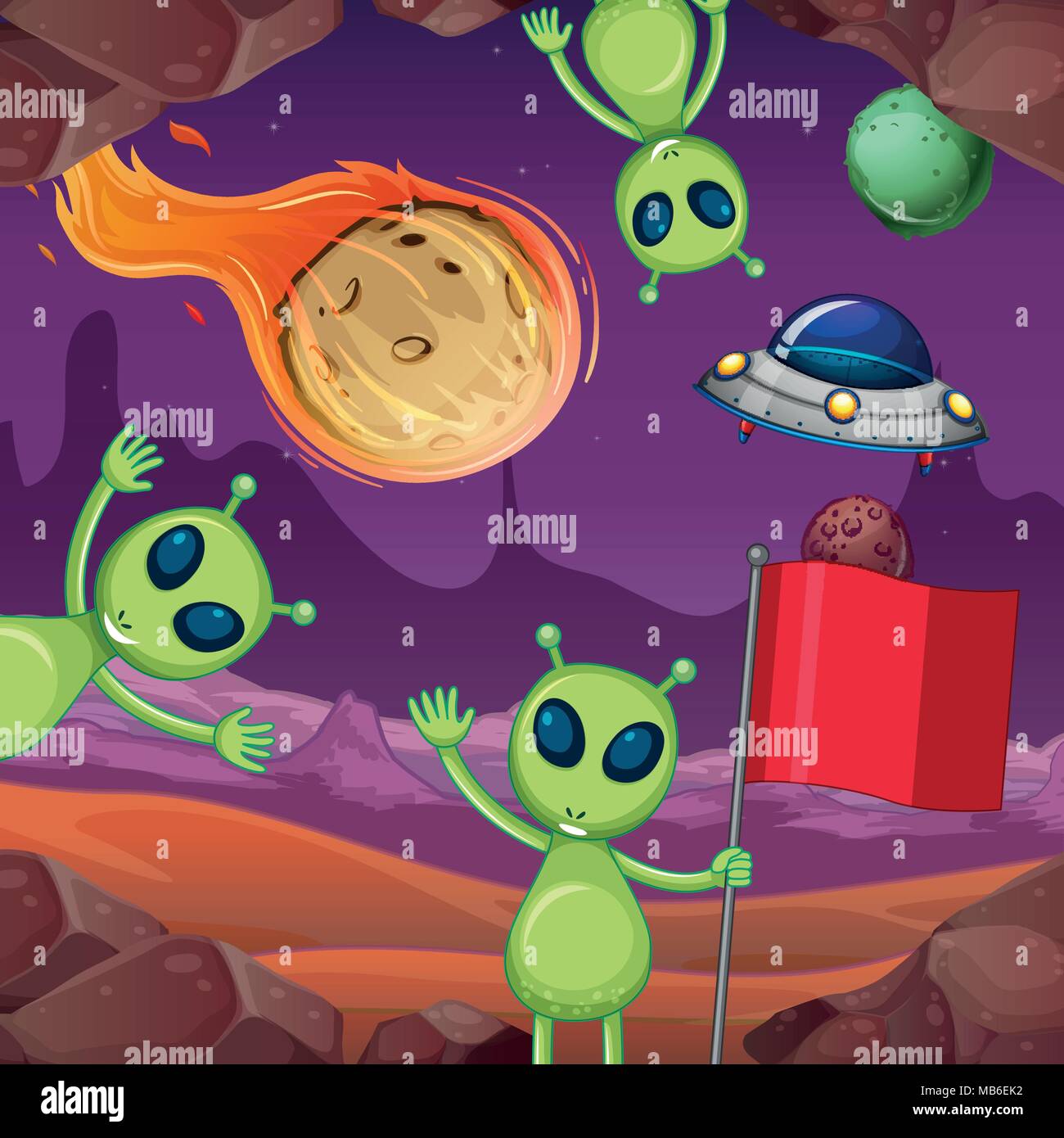 Aliens and planets in space illustration Stock Vector Image & Art - Alamy