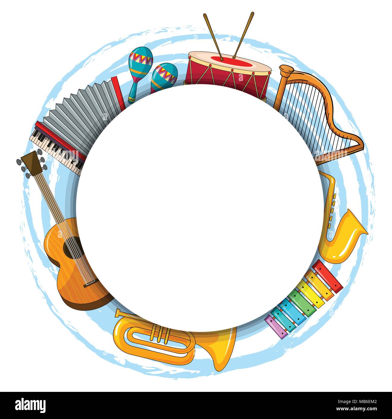 Frame template with musical instruments illustration Stock Vector Image ...