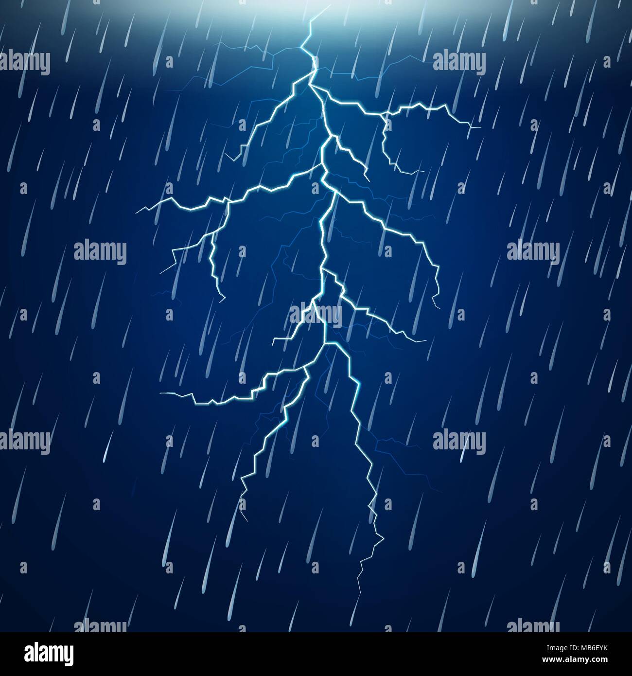 Heavy rain and thunderstorm at night illustration Stock Vector Image ...