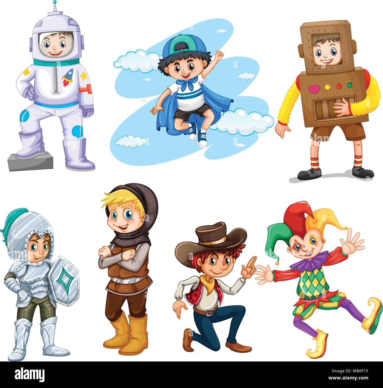 Boys in different costumes illustration Stock Vector Image & Art - Alamy