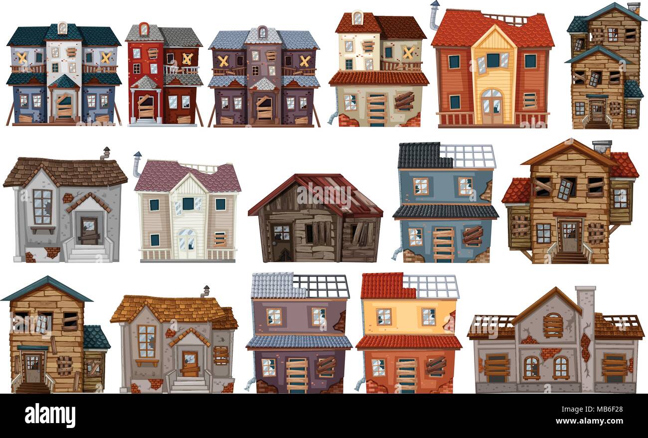 Old houses in different designs illustration Stock Vector Image & Art ...
