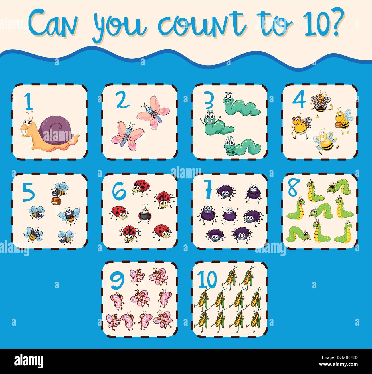 Counting number one to ten with insects illustration Stock Vector Image ...