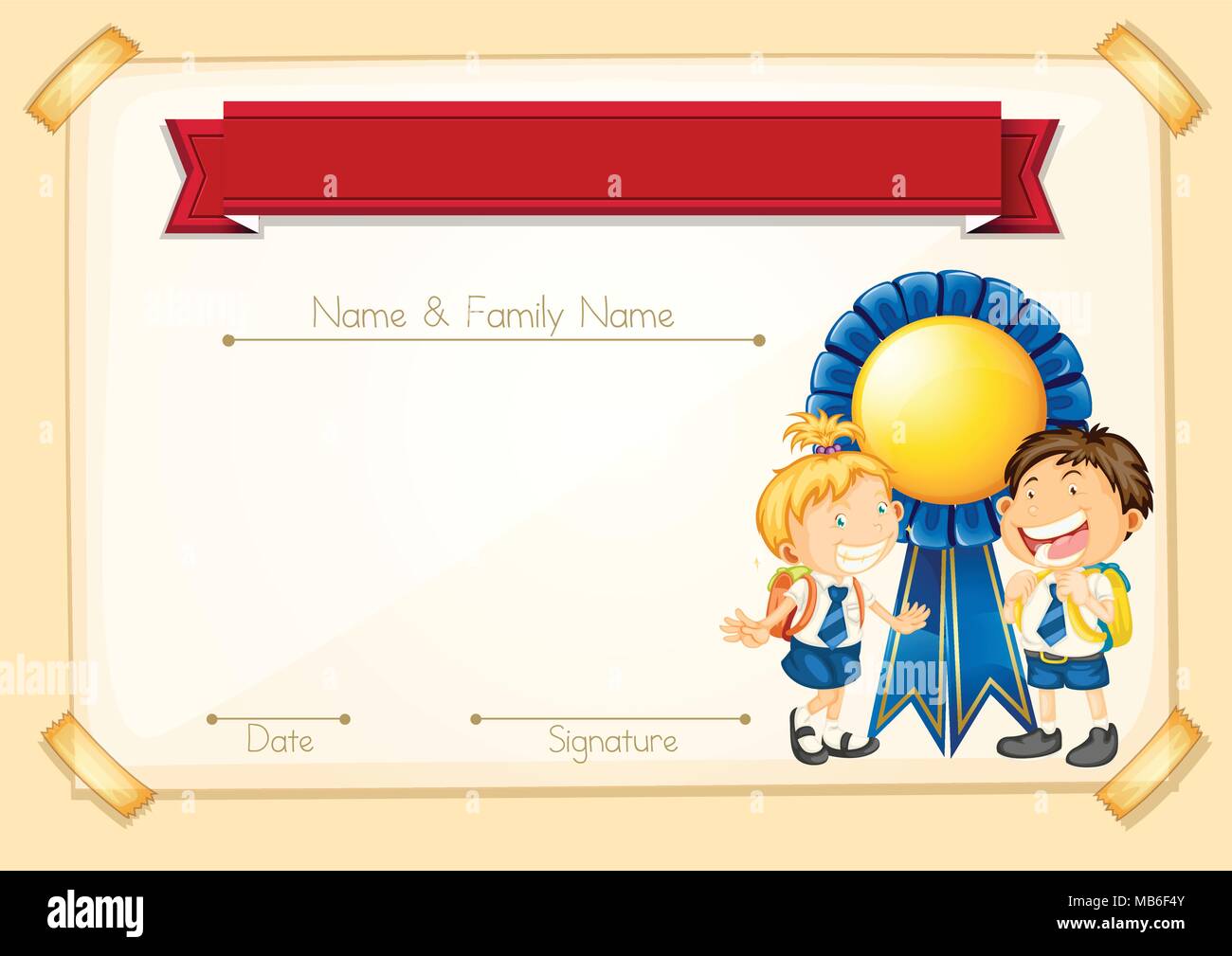 Certificate template with happy students illustration Stock Vector ...