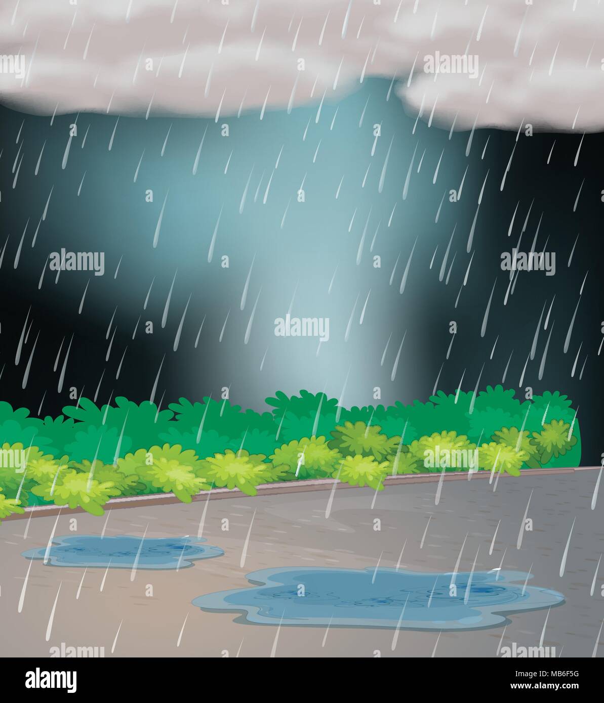 Background scene with rain in the garden illustration Stock Vector ...