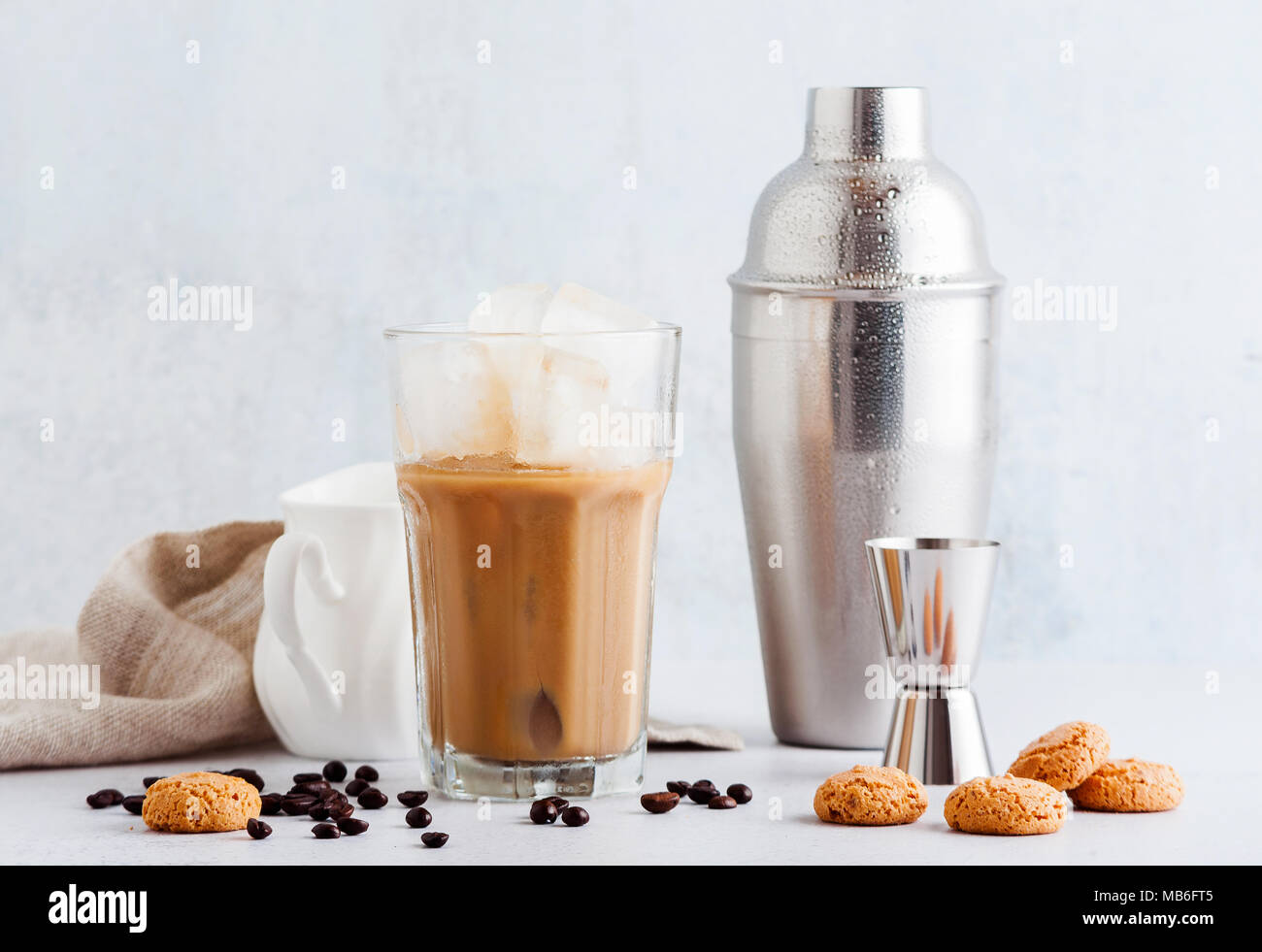 Iced coffee with milk, beautiful and clean composition Stock Photo - Alamy