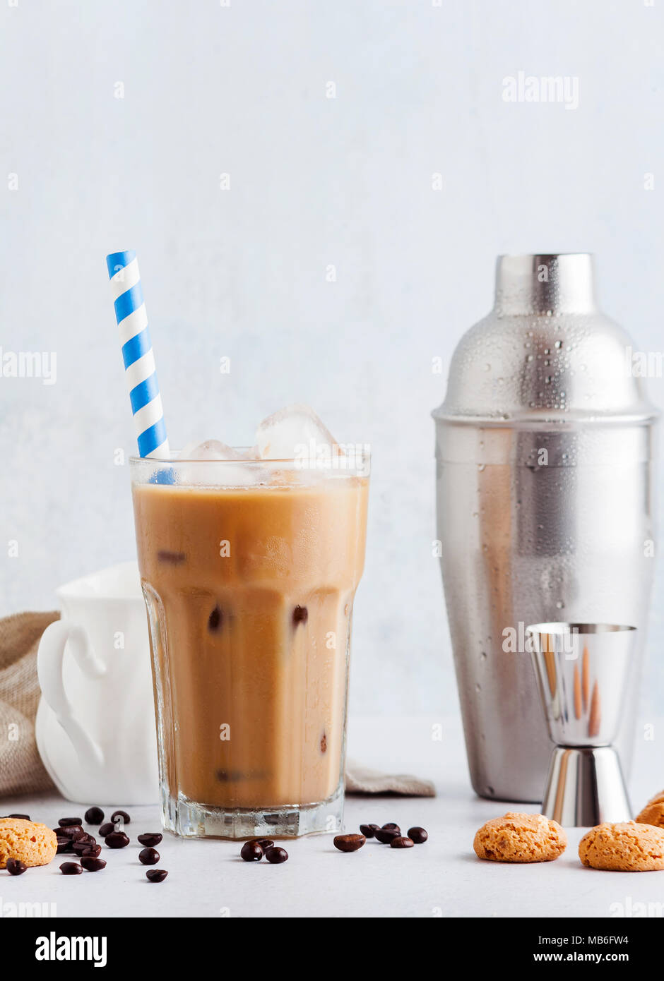 Iced coffee with milk, beautiful and clean composition Stock Photo - Alamy
