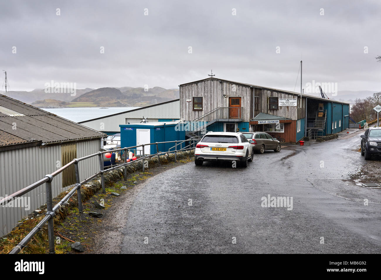 A misty and rainy afternoon at the Crinan Boatyard Ltd and Crinan ...