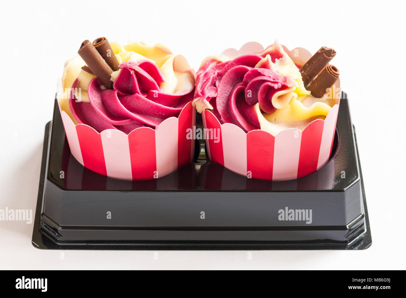 Two M&S Raspberry Ripple Sundae Cakes in plastic tray packaging ...