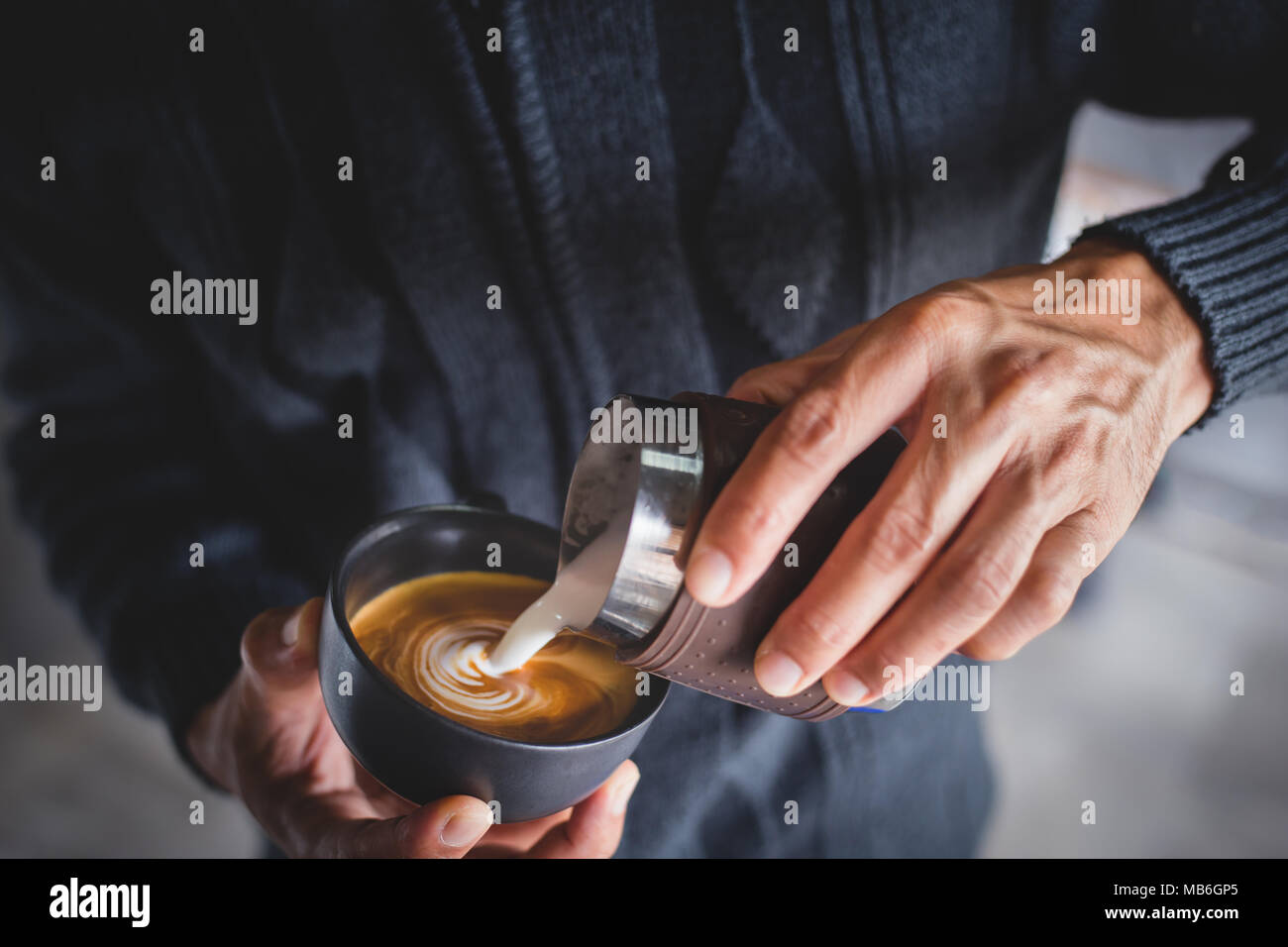 Barista making latte art in hi-res stock photography and images - Alamy