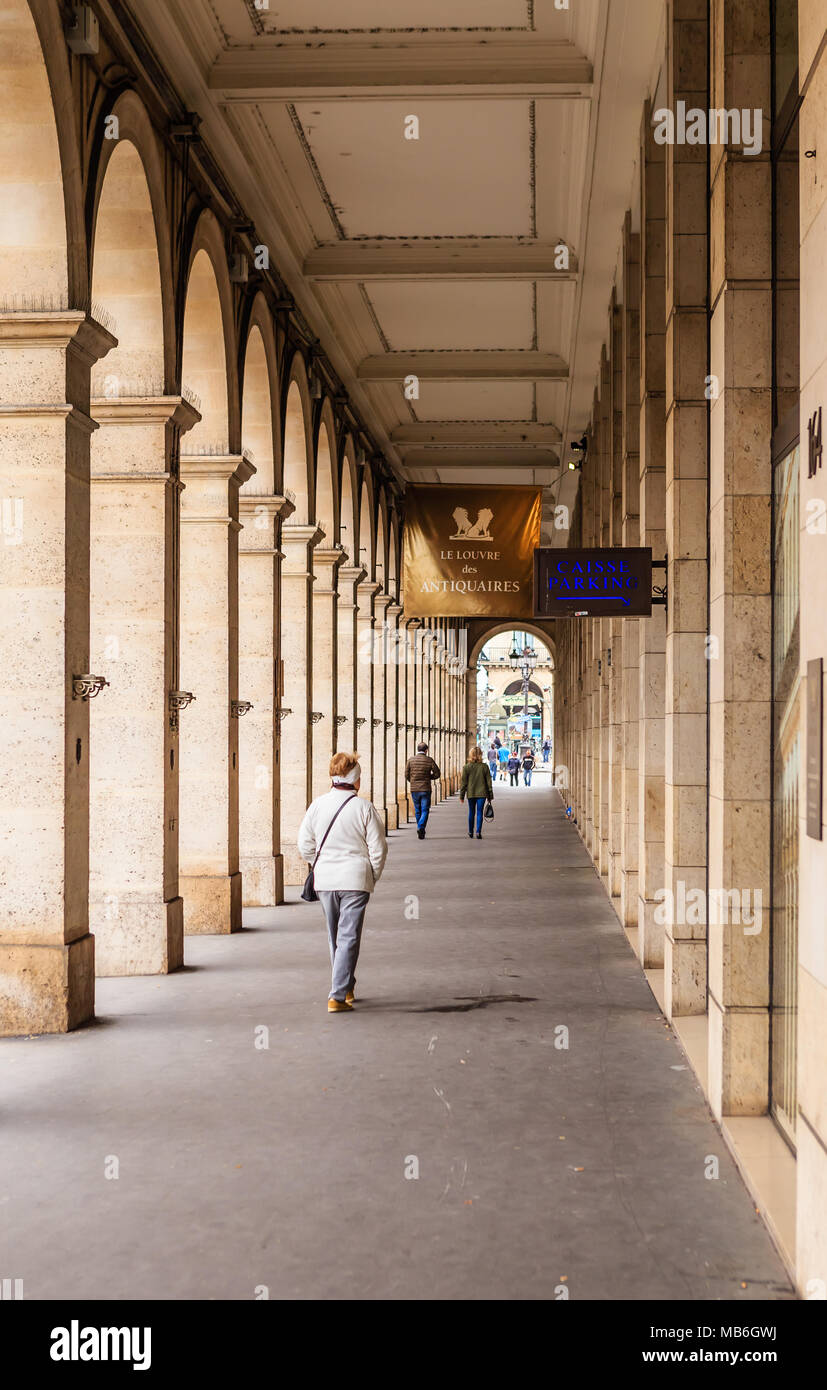 Arcade building Louvre of antique dealers. Paris, France Stock Photo ...