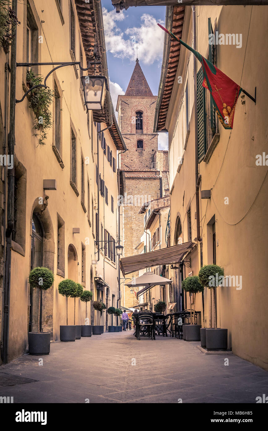 Beautiful street of captivating Arezzo town in Tuscany, Italy Stock ...