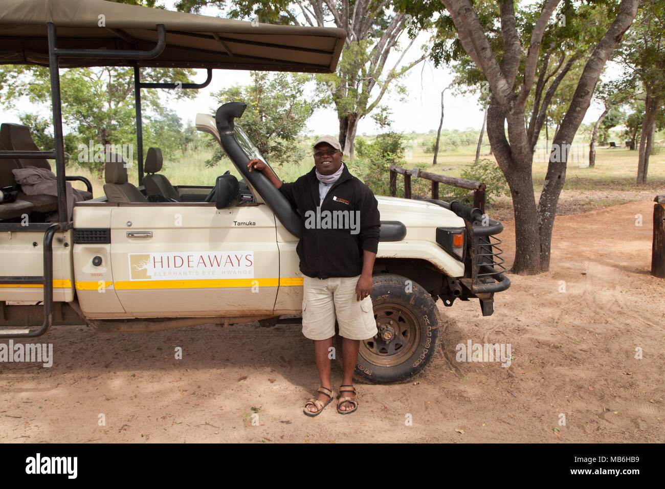 Staff member at the Elephant Eye Safari Lodge in Hwange National Park ...