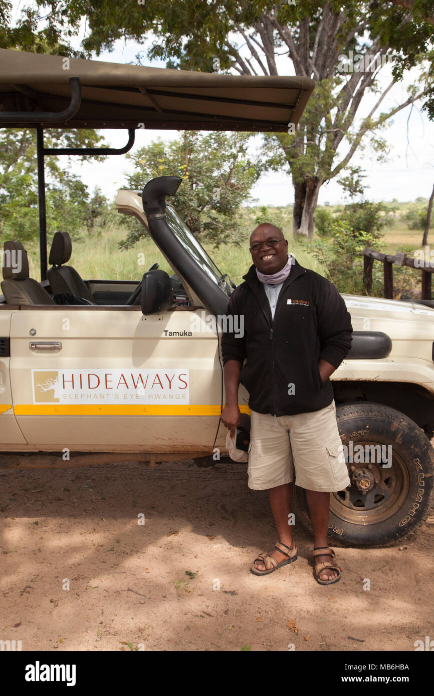 Staff member at the Elephant Eye Safari Lodge in Hwange National Park ...