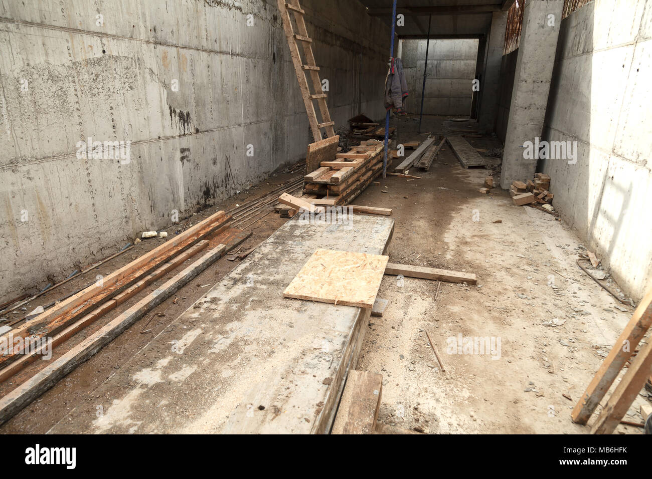 Construction waste on the construction of a large building. Outdoors ...