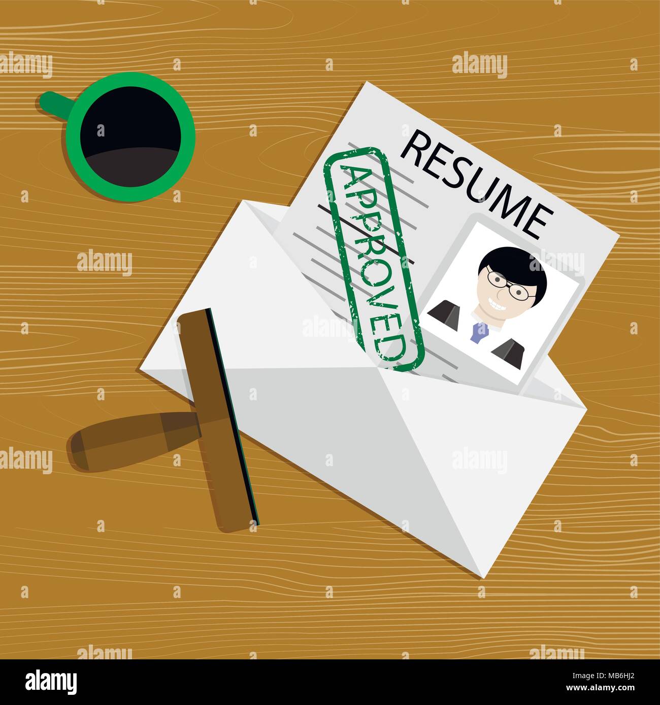Approved resume view. Vector stamp approval for candidate cv ...