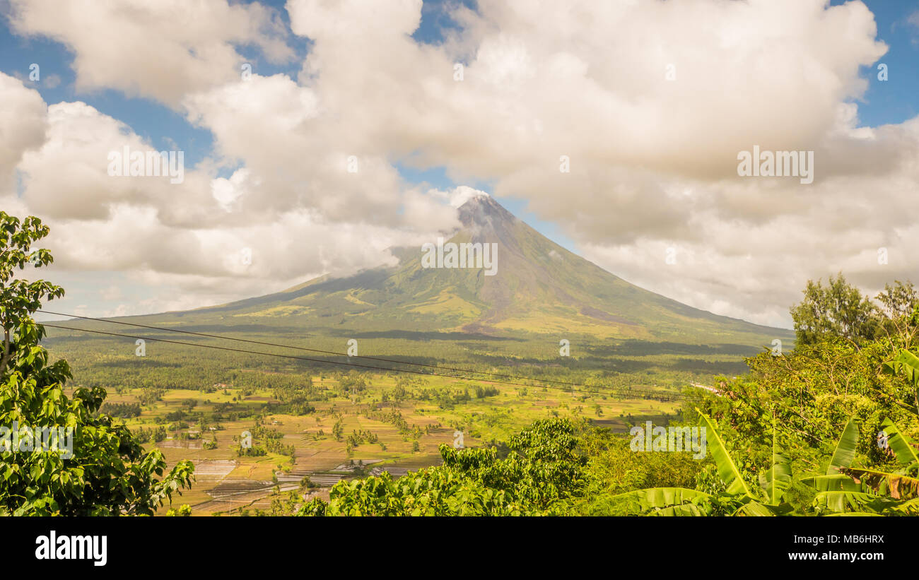 Mayon Volcano in Legazpi, Philippines. Mayon Volcano is an active ...