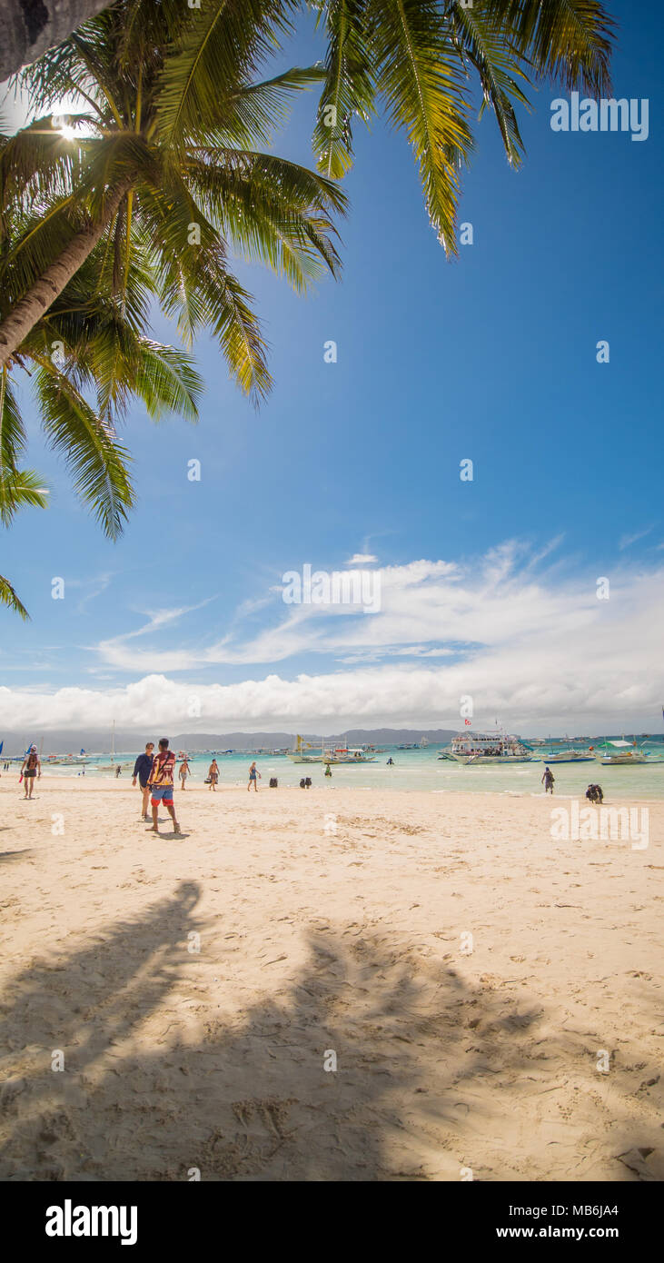 BORACAY, PHILIPPINES - JANUARY 7, 2018 - Tourists relaxing on the ...