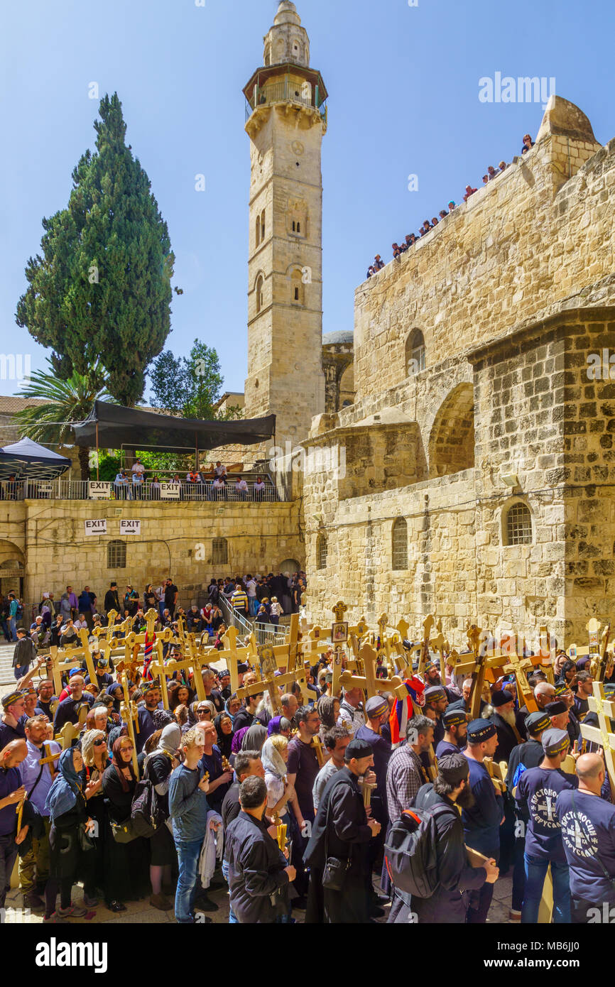 Jerusalem, Israel - April 6, 2018: Orthodox good Friday scene in the ...