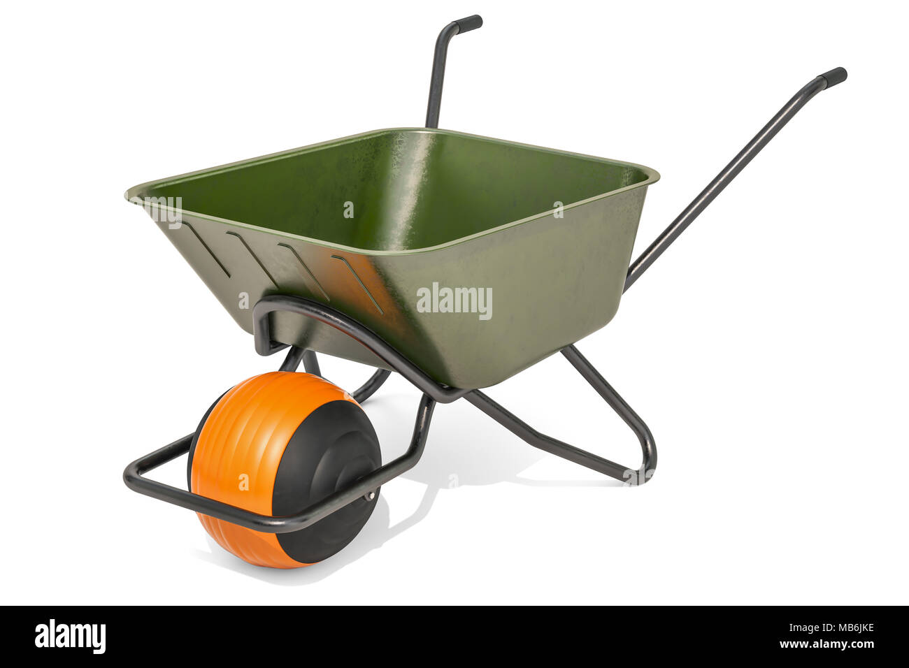Ballbarrow, modern wheelbarrow. 3D rendering isolated on white ...