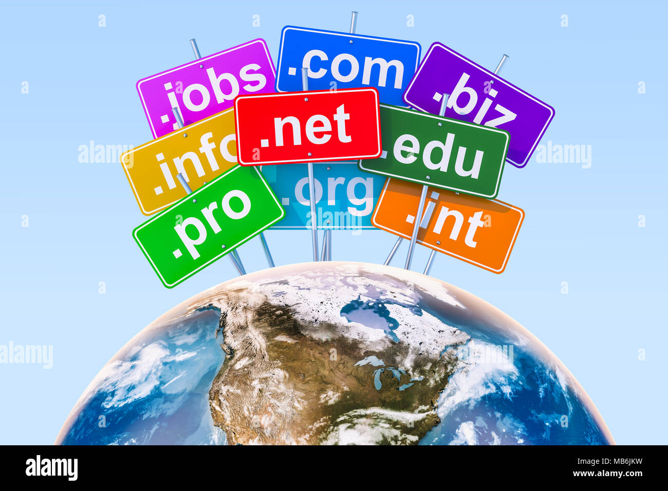 Domain names with Earth Globe concept, 3D rendering Stock Photo - Alamy