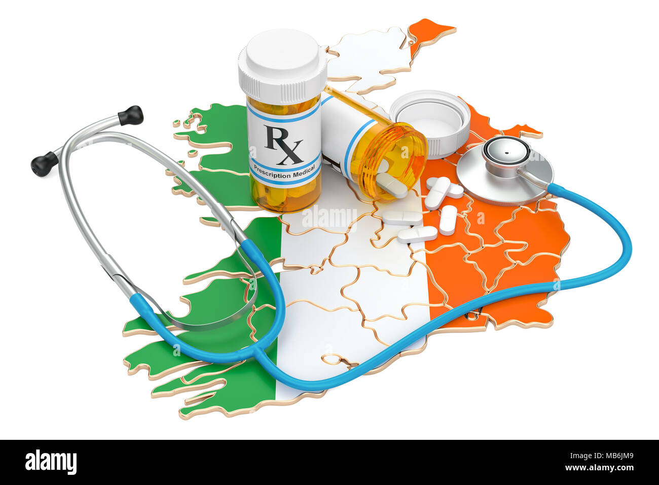 Healthcare in Ireland concept, 3D rendering isolated on white ...