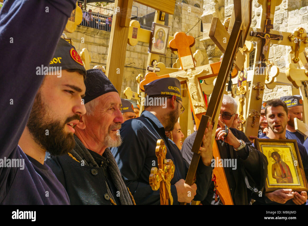 Jerusalem, Israel - April 6, 2018: Orthodox good Friday scene in the ...