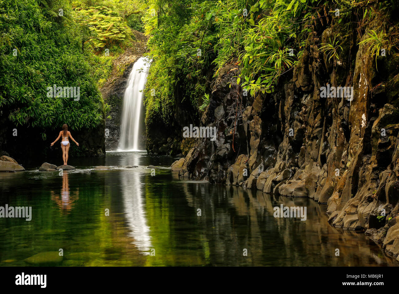 Wainibau Waterfall at the end of Lavena Coastal Walk on Taveuni Island ...