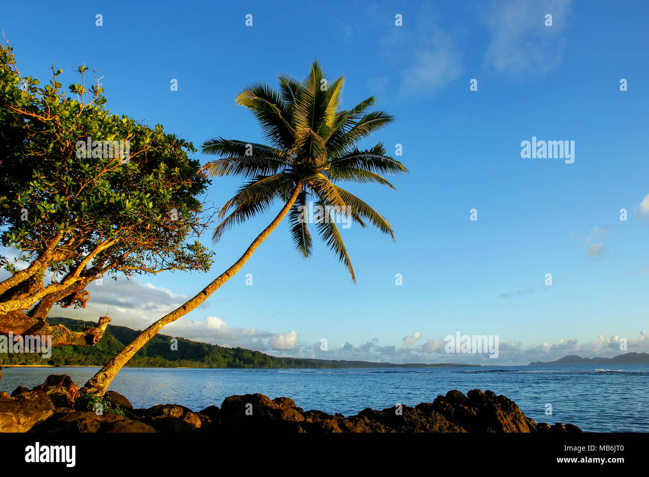 Coastline in Lavena village on Taveuni Island, Fiji. Taveuni is the ...