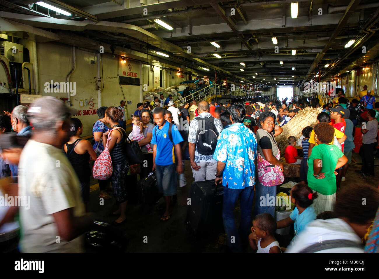 People getting out of the ferry at Suva port on Viti Levu Island, Fiji ...