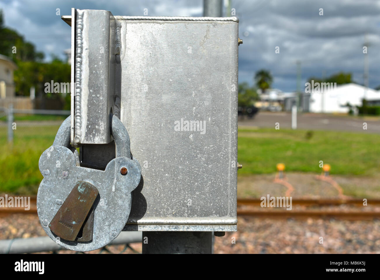 Old padlock on new box Stock Photo - Alamy