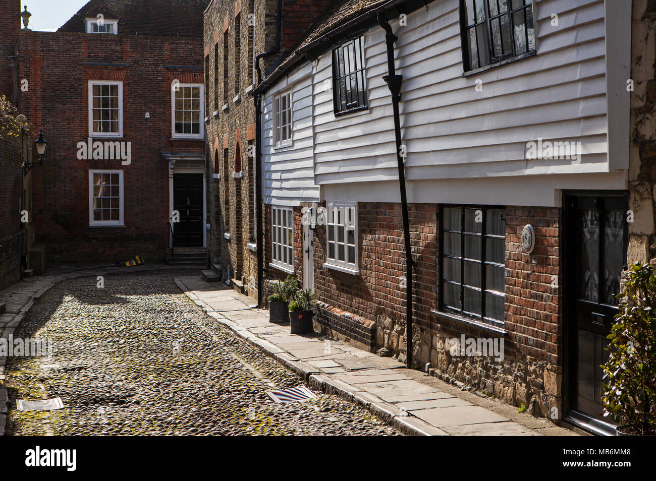 RYE, UK - APRIL 5th, 2018: Old cobbled street in Rye, East Sussex; Rye ...