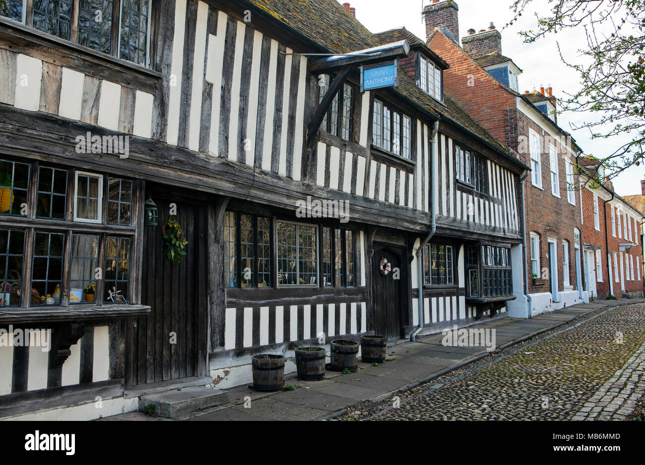 RYE, UK - APRIL 5th, 2018: Street in old part of Rye, East Sussex; Rye ...
