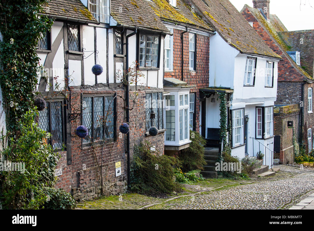 RYE, UK - APRIL 5th, 2018: Mermaid Street in Rye is an old cobbled ...
