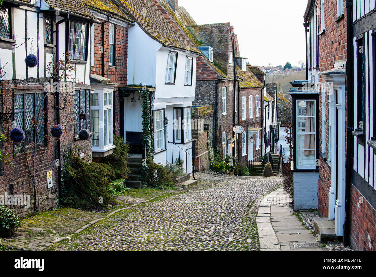 RYE, UK - APRIL 5th, 2018: Mermaid Street in Rye is an old cobbled ...