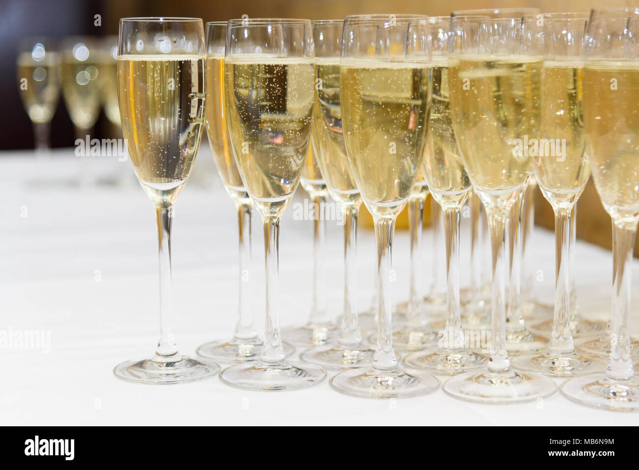 Champagne glasses at a party reception with selective focus Stock Photo ...